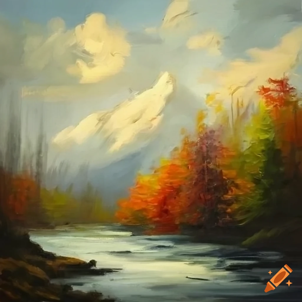 Oil painted landscape view on Craiyon