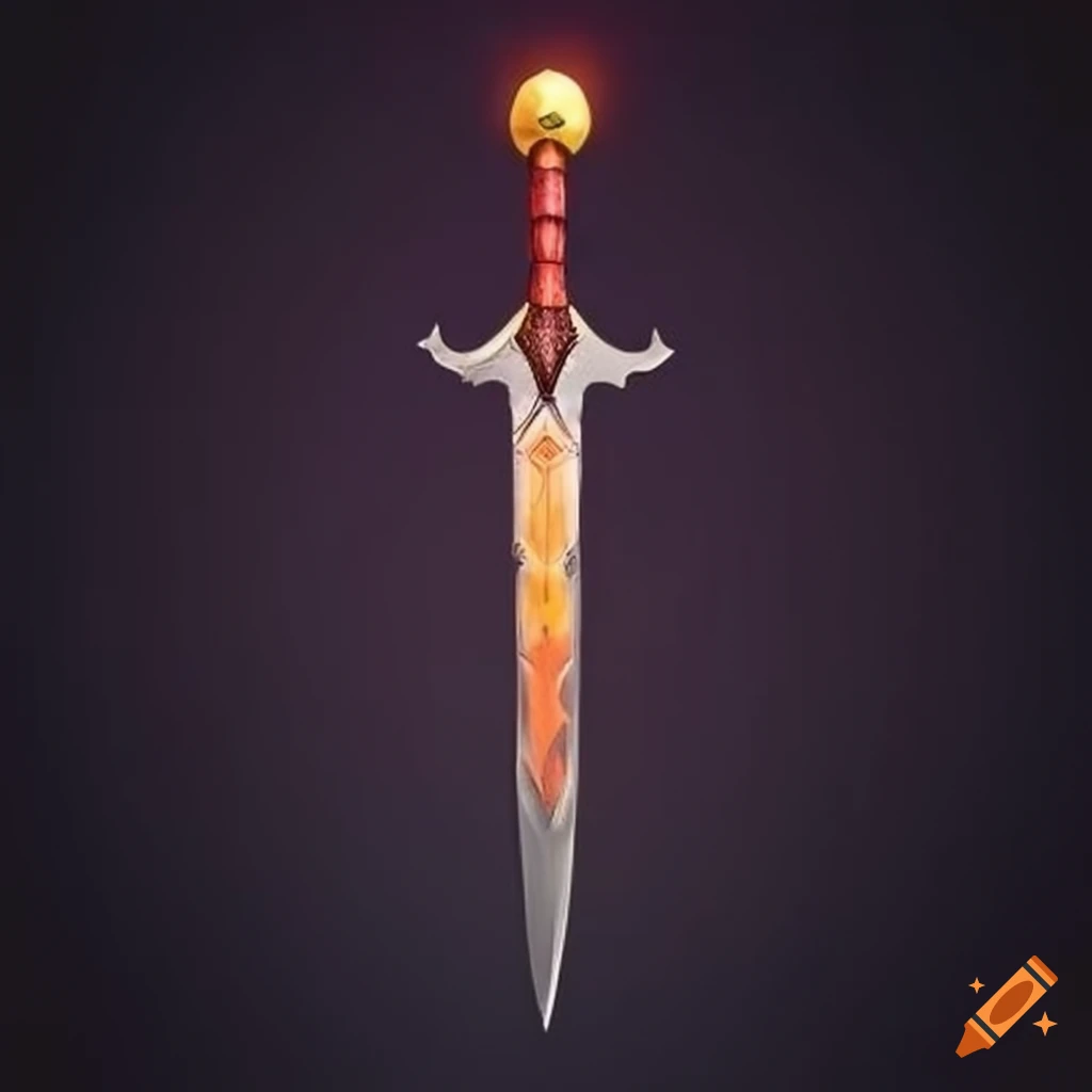 Intricately designed longsword with a sunset theme on Craiyon