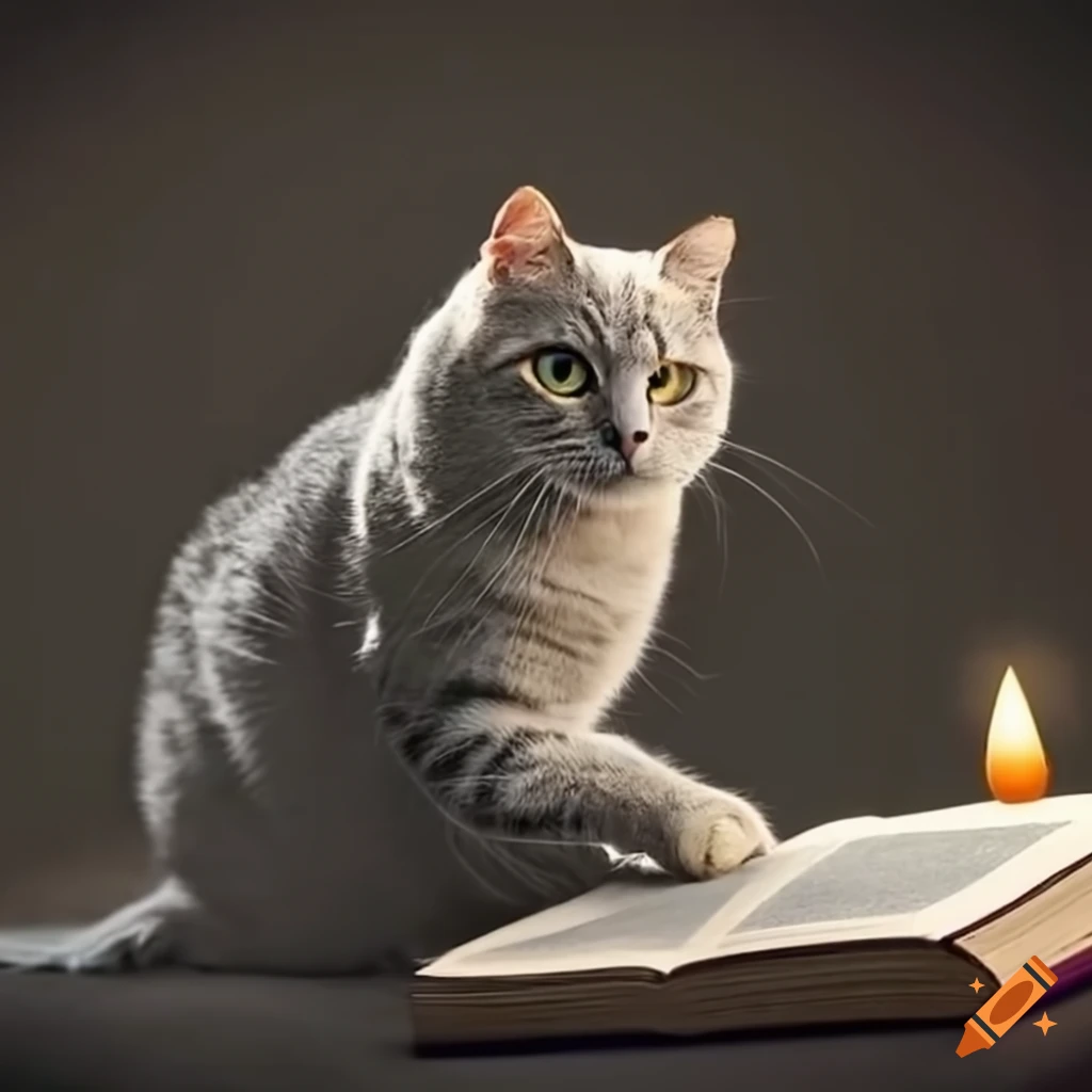 Cat reading a bible on Craiyon