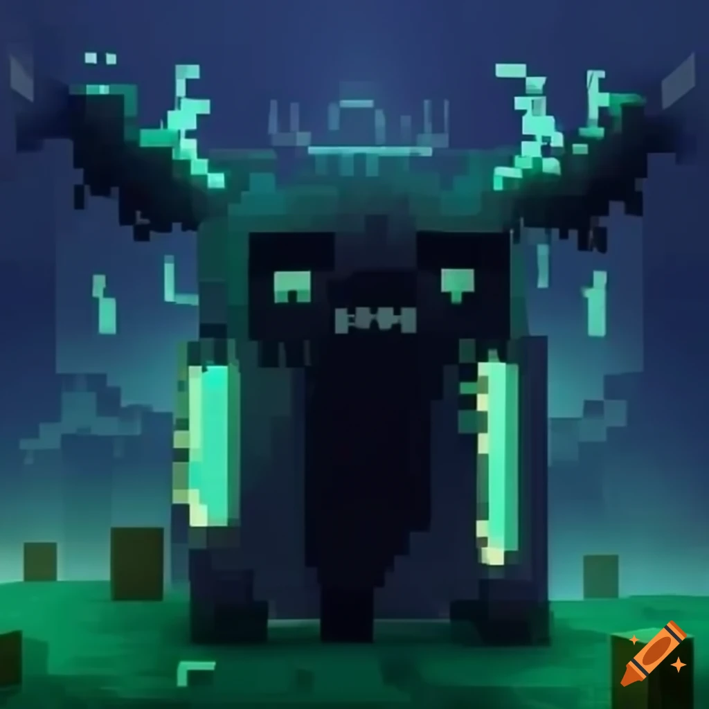 Warden, warden and minecraft mob called creeper in a landscape on Craiyon