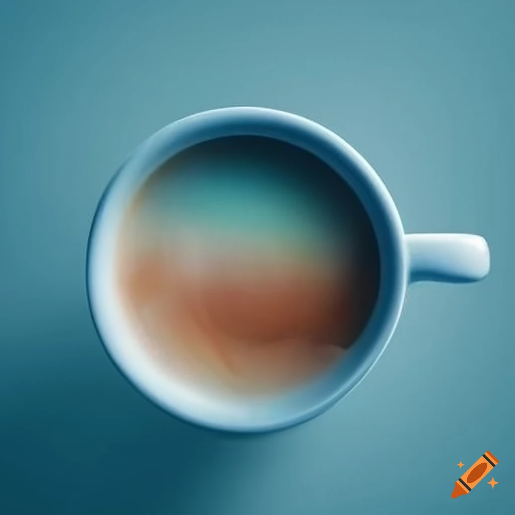 Ocean-filled mug from a bird's eye view on Craiyon