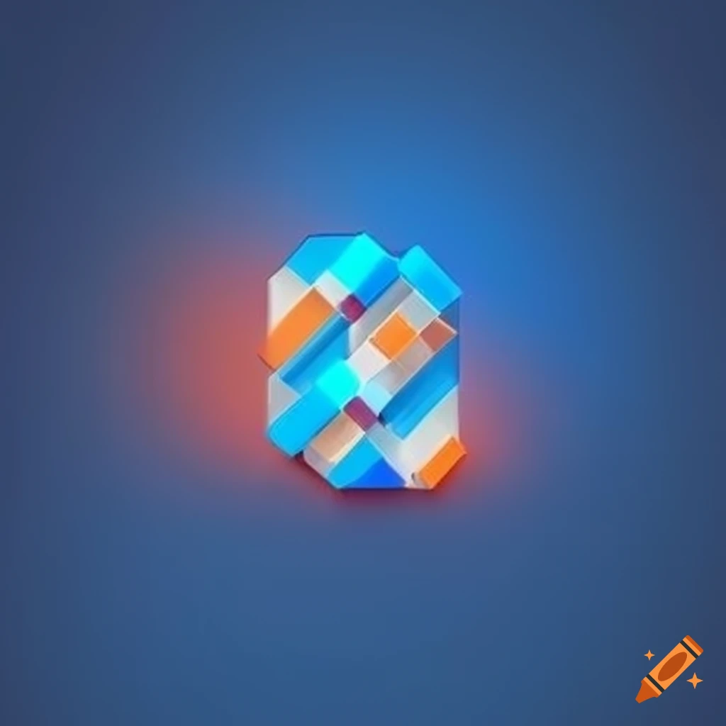 Cloud it company logo in blue, white, and orange pixels on Craiyon