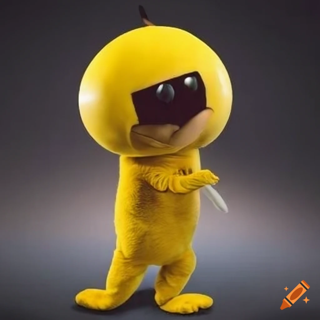Meerkat in yellow Pac-Man mascot costume on Craiyon