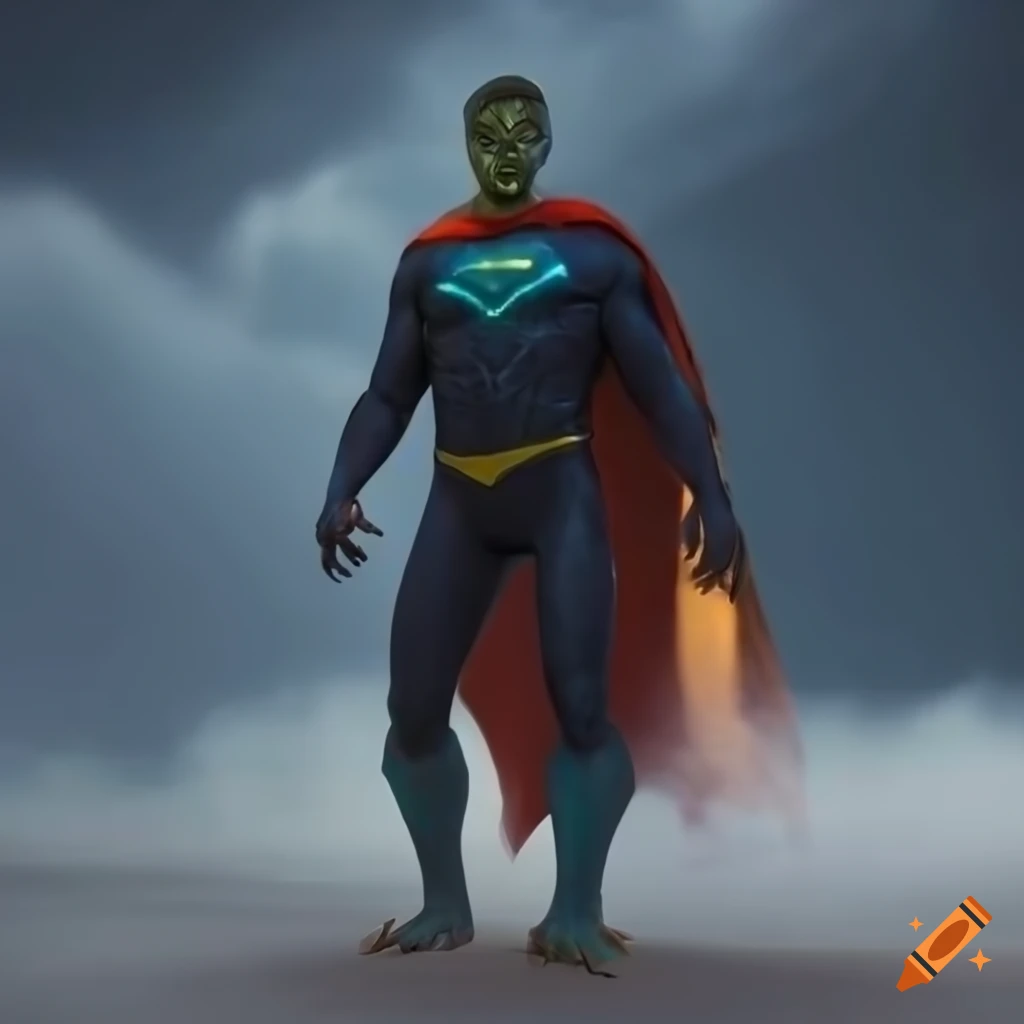 Lizard superhero walking in dramatic lighting with cape billowing on ...