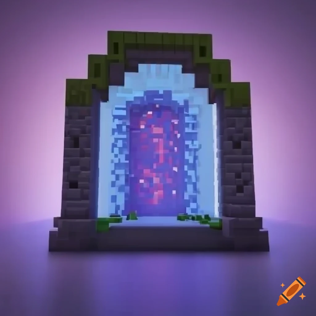 Intricately designed Minecraft portal with classic blocks and bucolic ...