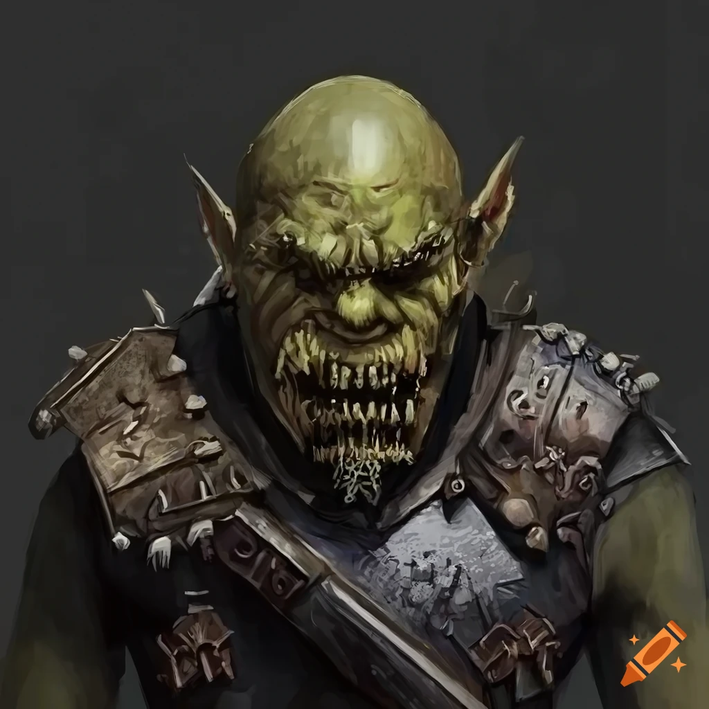Skinny orc in orcish armor from Lord of the Rings by Craig Mullins on Craiyon
