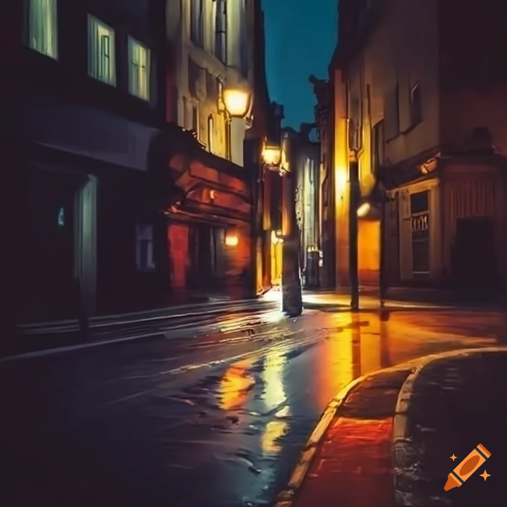 Night street view on Craiyon