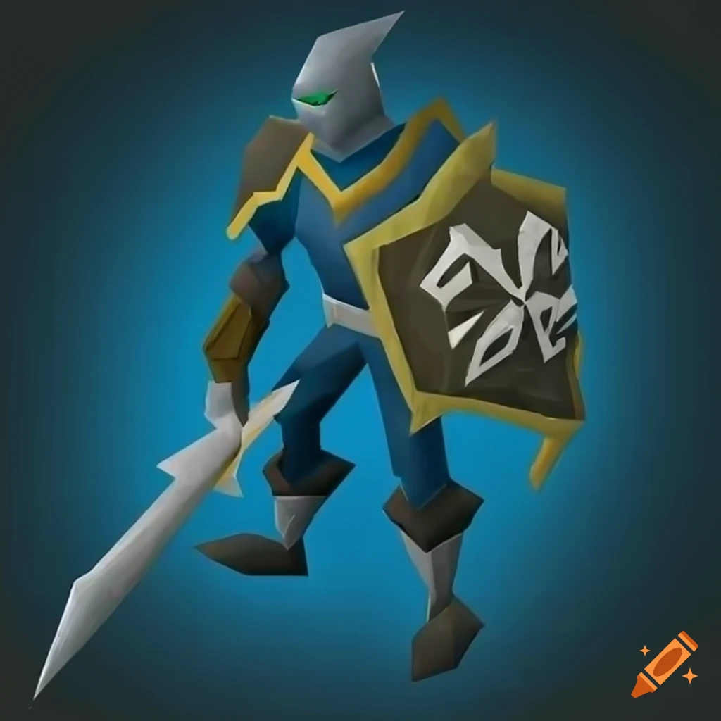 Oldschool Runescape skiller training with a bronze sword in blue armor ...