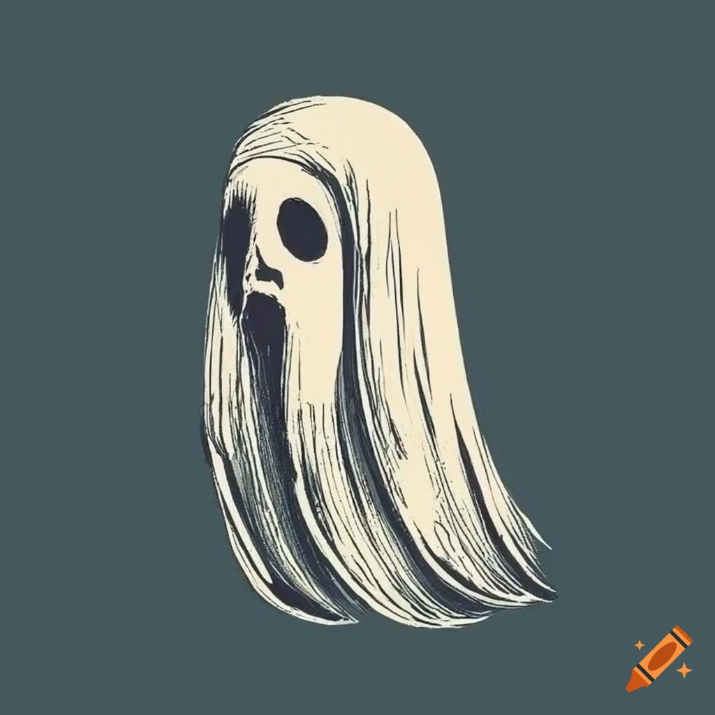 Vintage retro ghost poster in ink art style on Craiyon