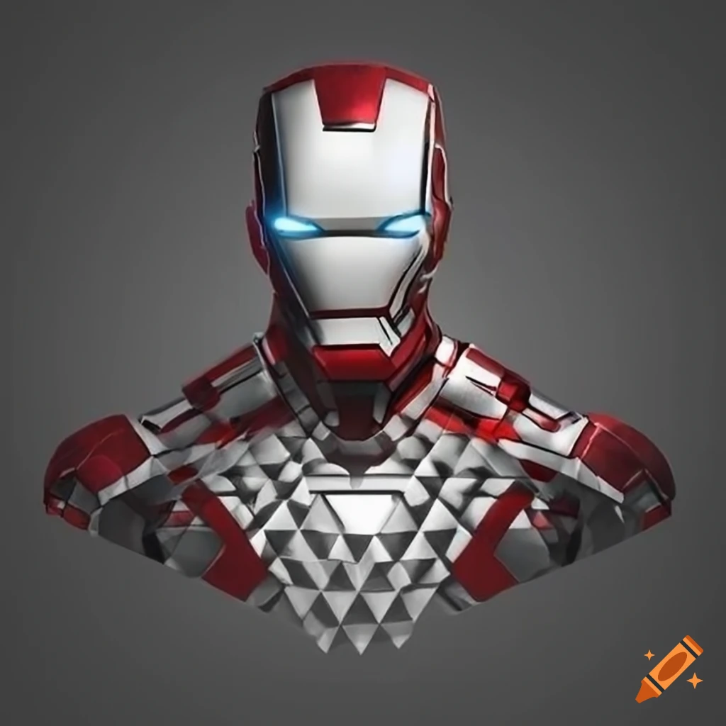 Iron man in white with triangle pattern on Craiyon