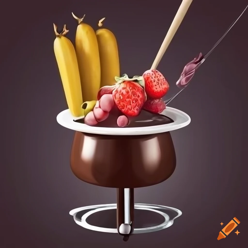 Grape, banana, and strawberry chocolate fondue on Craiyon
