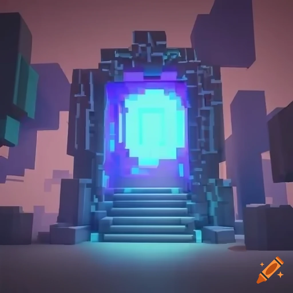 Minecraft portal in realistic 3d octane rendering on Craiyon