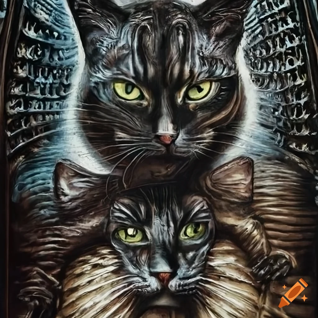 Two black cats by h.r. giger on Craiyon