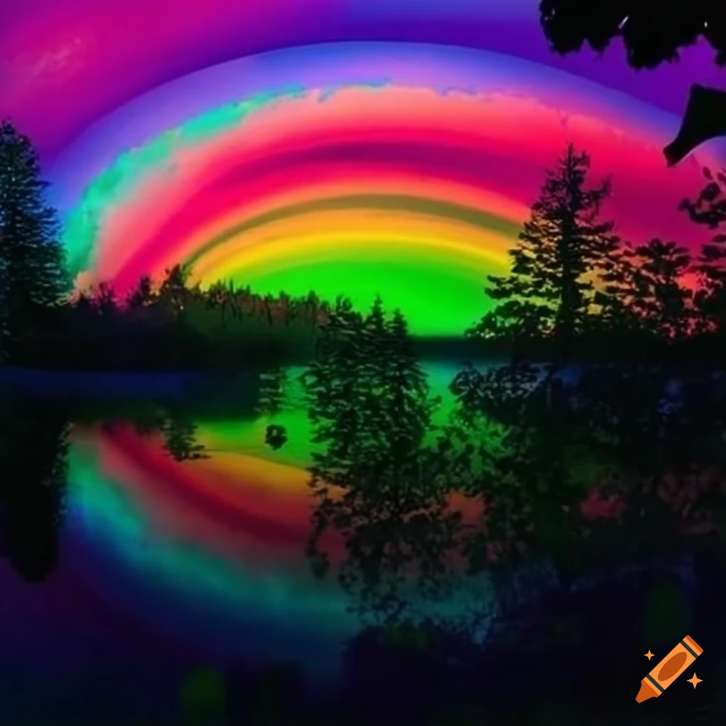 Enchanted ethereal rainbow psychedelic scenery of Salt Spring Island ...