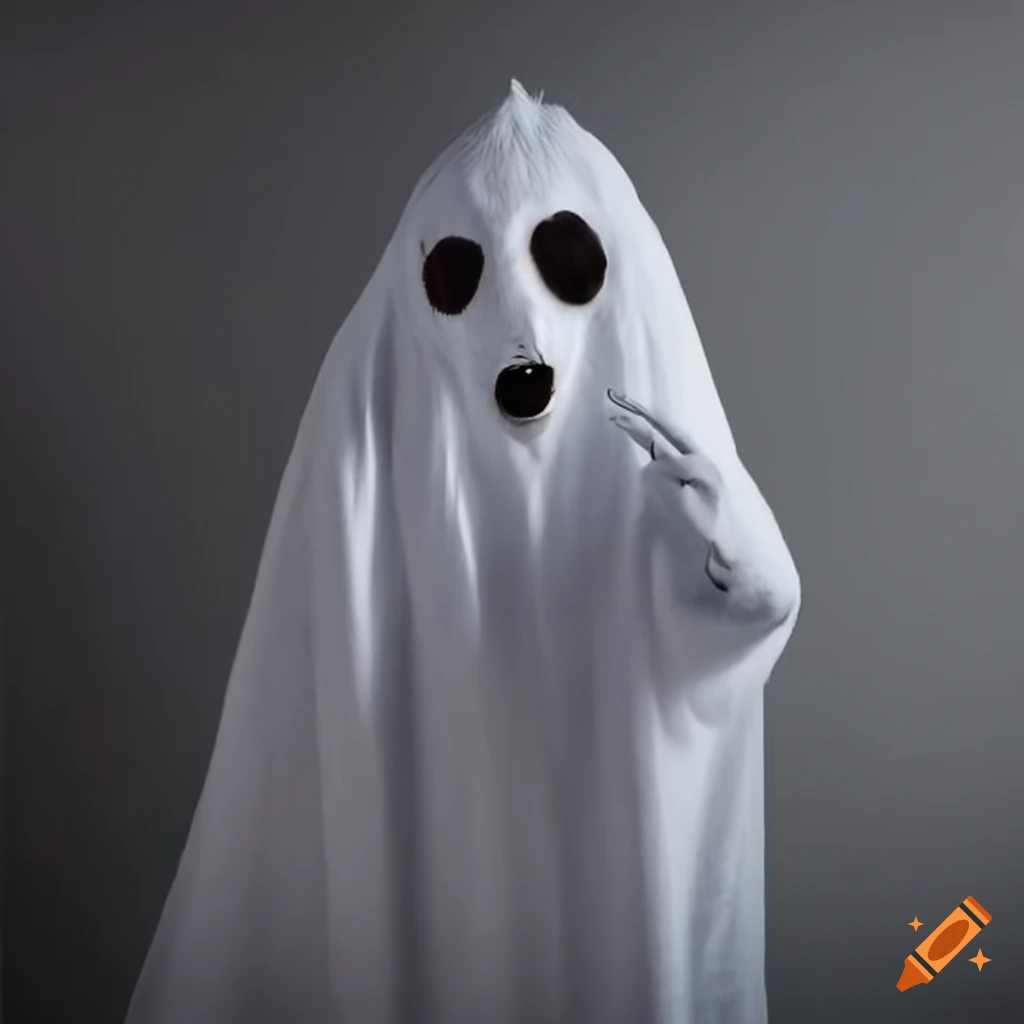 Mongoose in ghost halloween costume with eyeholes on Craiyon