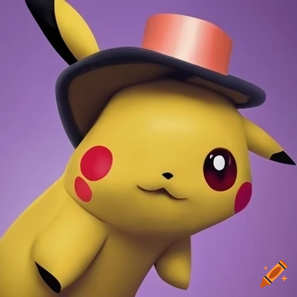 Pikachu wearing an oversized top hat on Craiyon
