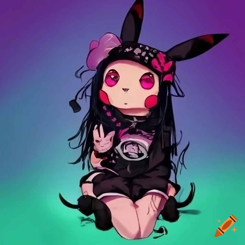 Goth pikachu on Craiyon
