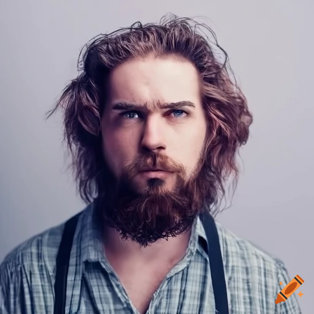 Man with a large messy beard on white background on Craiyon