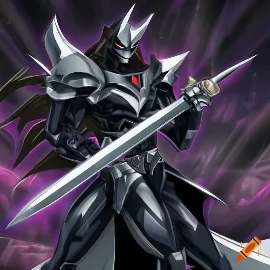 Powerful dark knight with a big sword in yu-gi-oh art on Craiyon