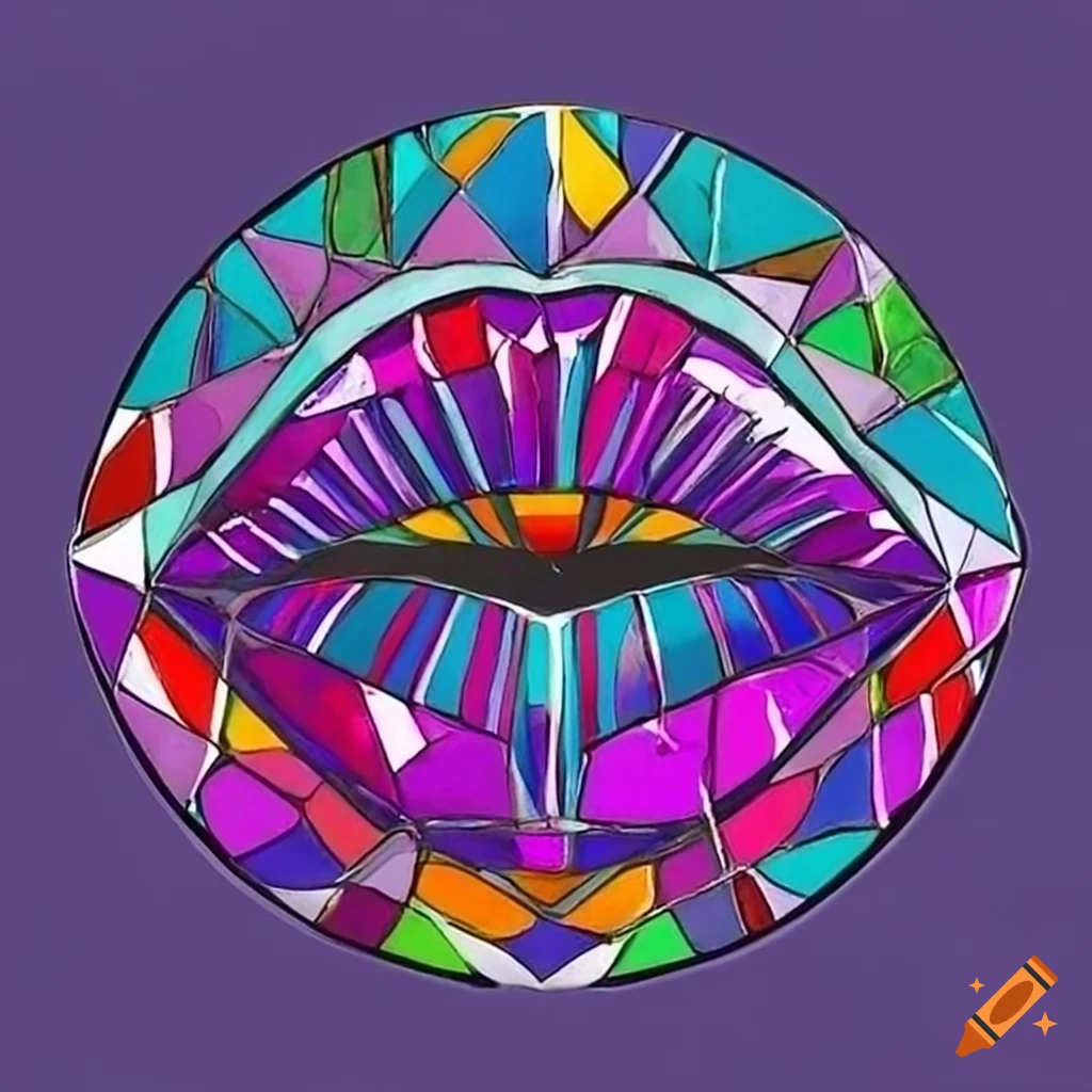 Vibrant and intricate lips in stained glass art on Craiyon