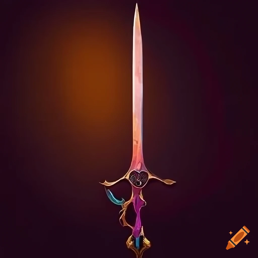 Intricately designed longsword with a sunset theme on Craiyon