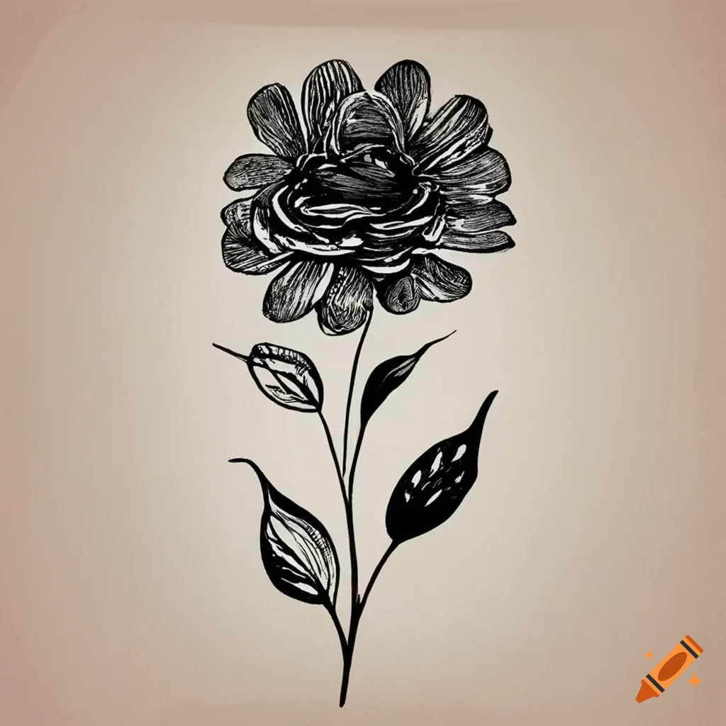 Ink retro flower art poster with vintage style on Craiyon