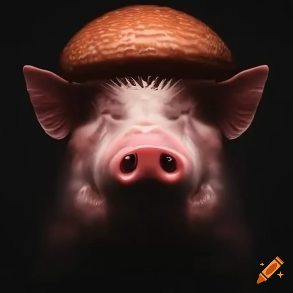 Mushroom-headed pig in a techno ambiance on Craiyon