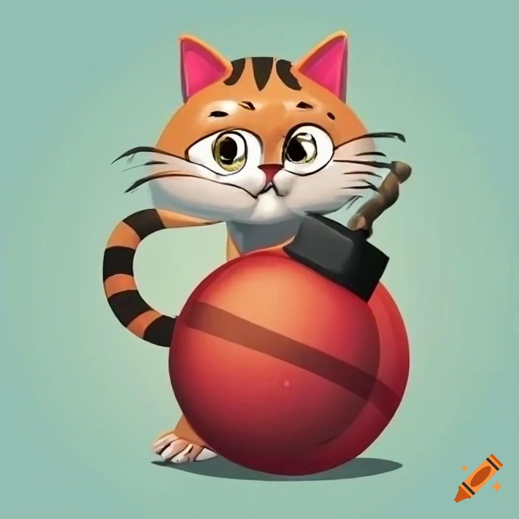 Cartoon cat with a bomb on Craiyon