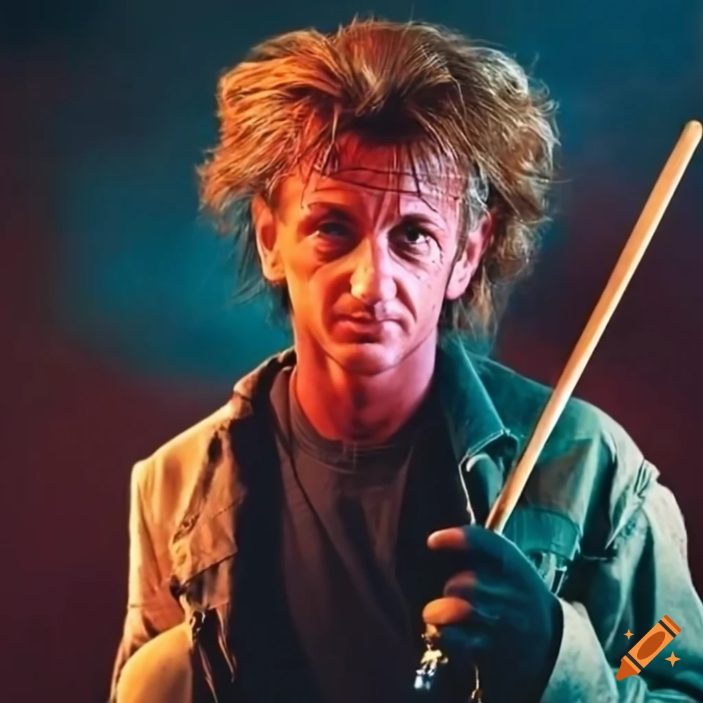 Young sean penn playing drums on Craiyon