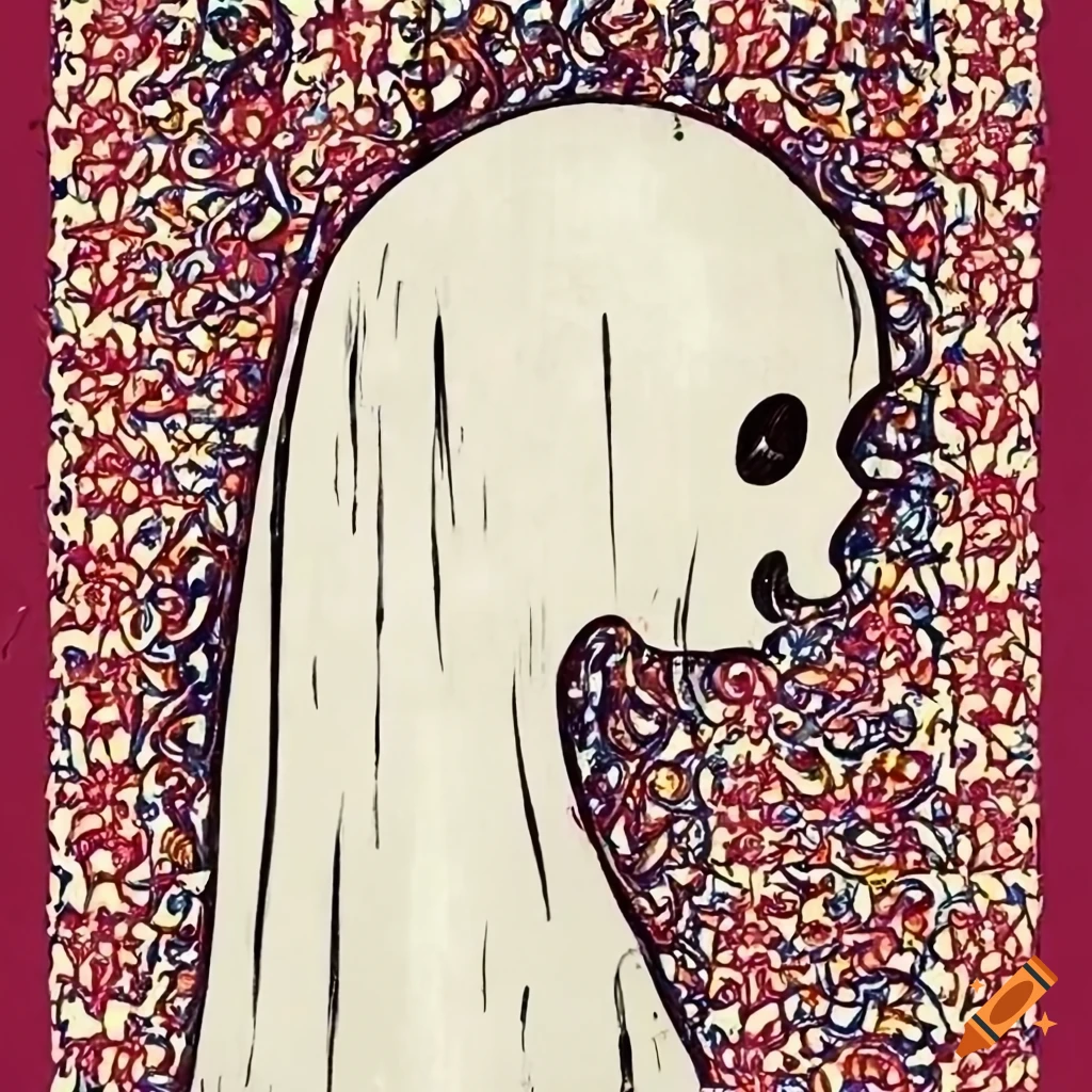 Vintage ink retro art ghost poster on Craiyon