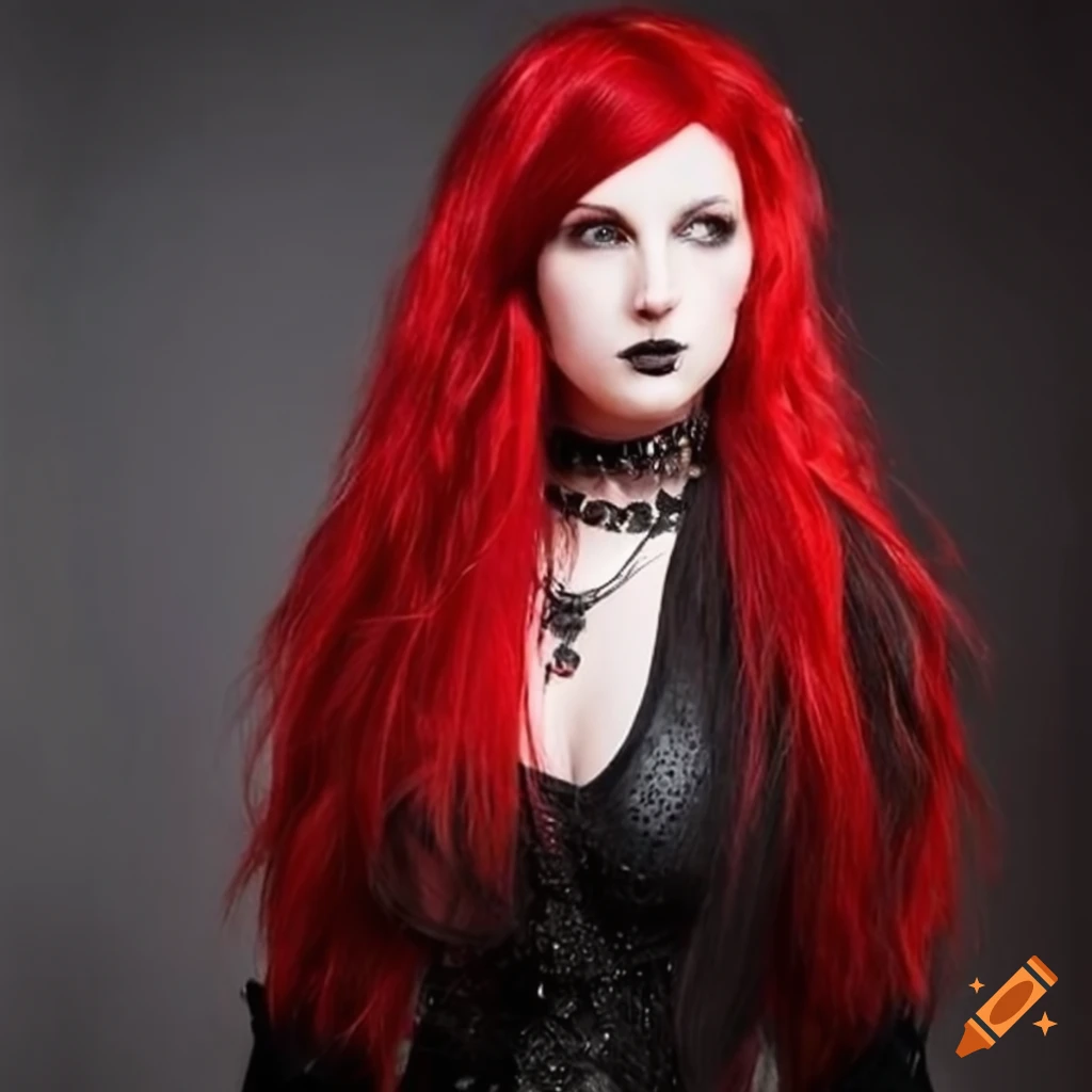 Gothic-style woman with fiery red hair on Craiyon