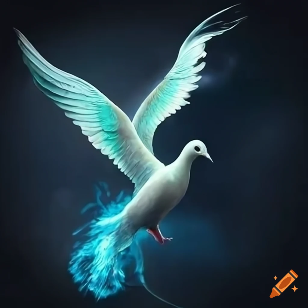 Peace dove transforming into a magnificent phoenix in an epic scene on ...