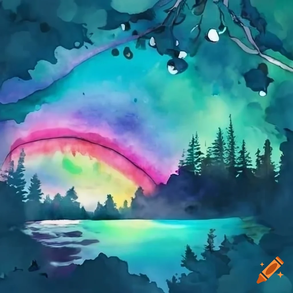 Enchanted ethereal rainbow psychedelic scenery of Salt Spring Island ...