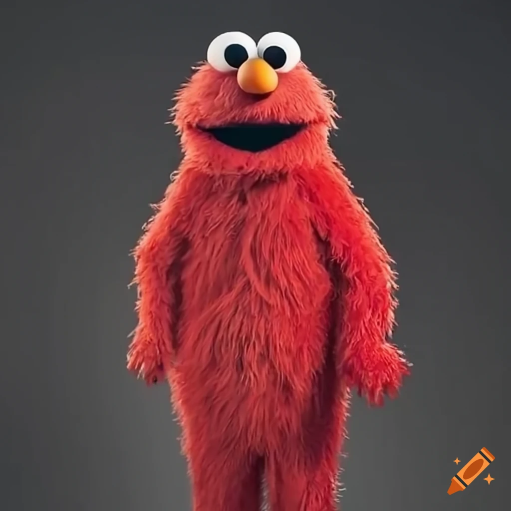 Meerkat in a red full-body elmo monster suit costume on Craiyon