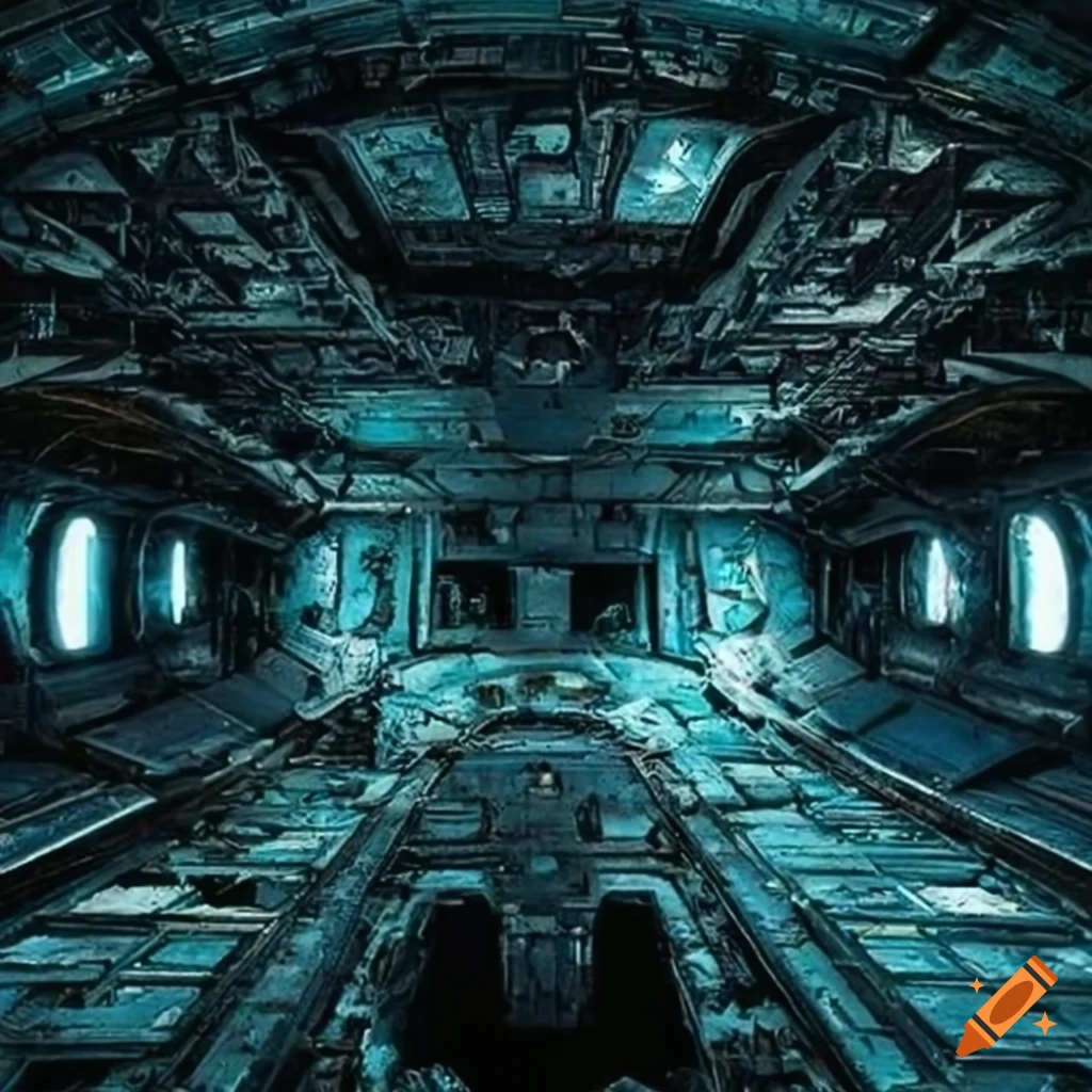 Derelict interior of a space station from 'aliens' movie on Craiyon