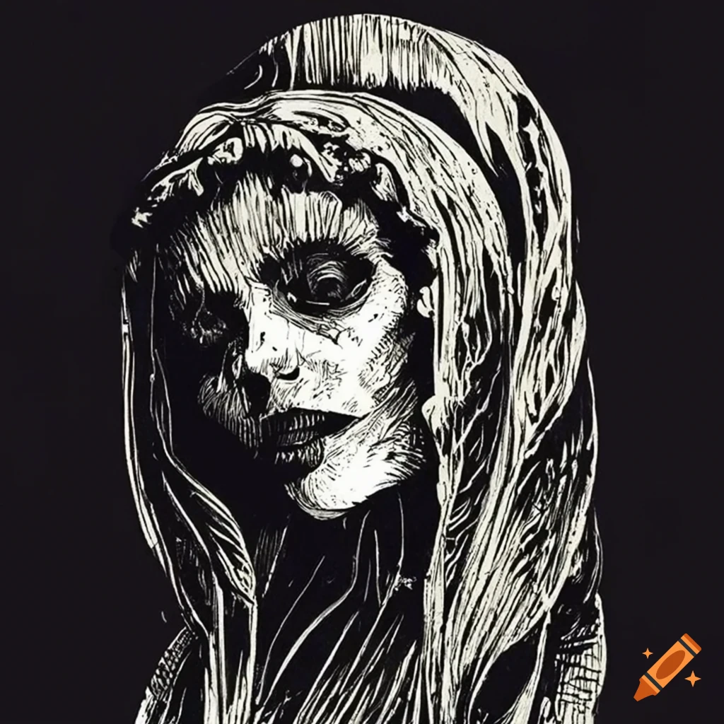 Vintage retro ghost poster in ink art style on Craiyon