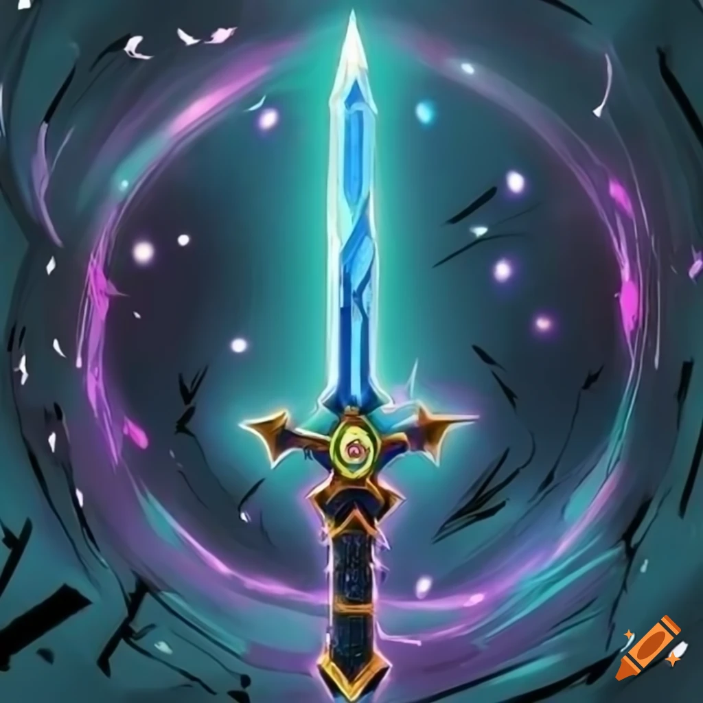 Yugioh artwork of a technological cosmic sword on Craiyon