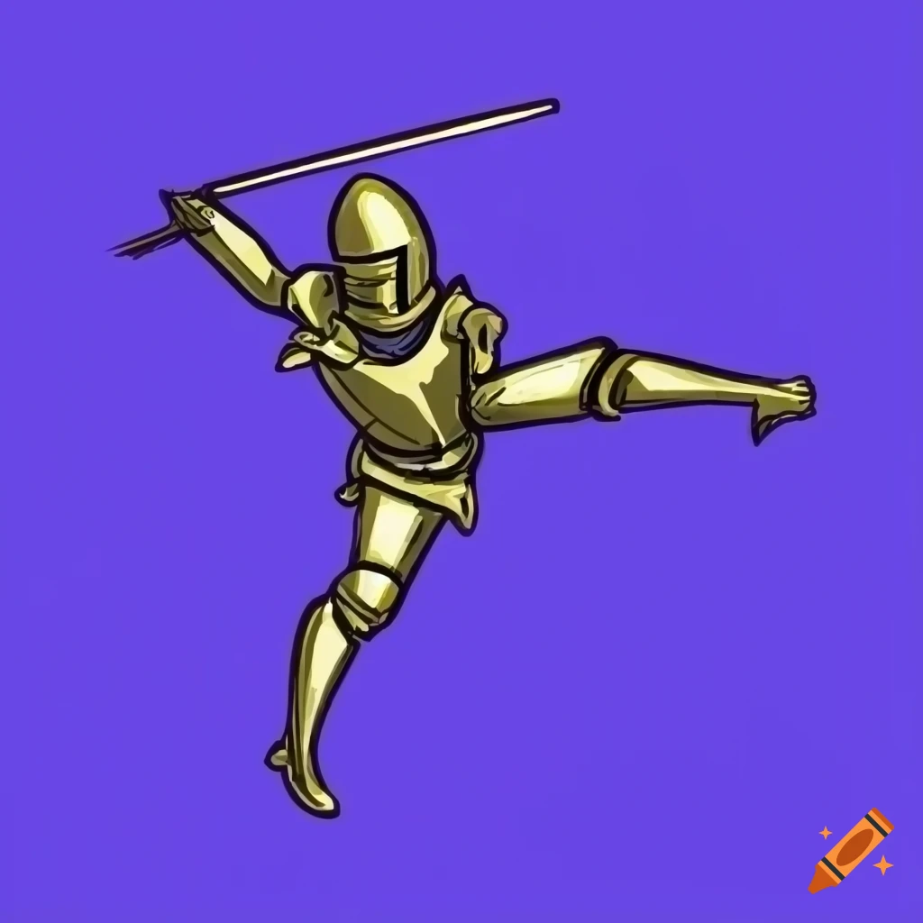 Knight falling from a high point in vector art on Craiyon