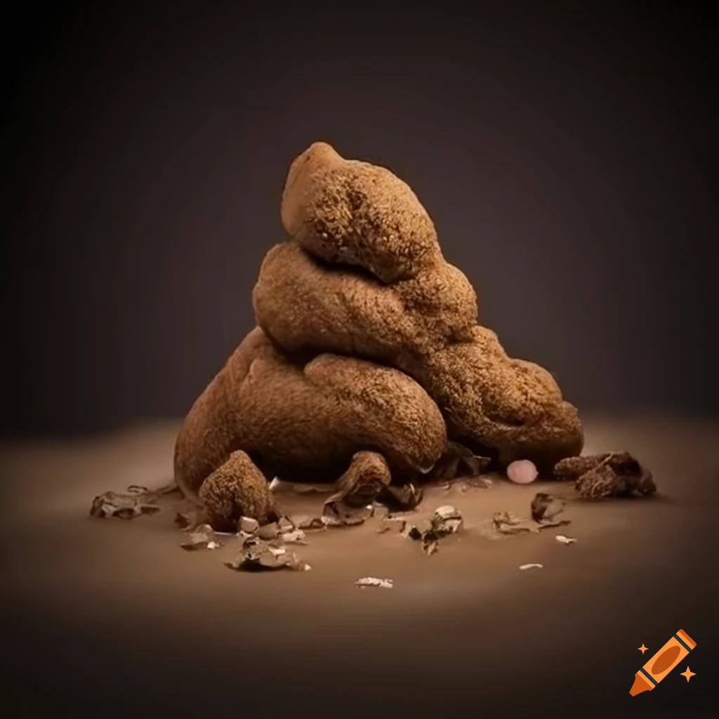 Realistic animal poop with crystals in a steppe landscape at dusk on ...