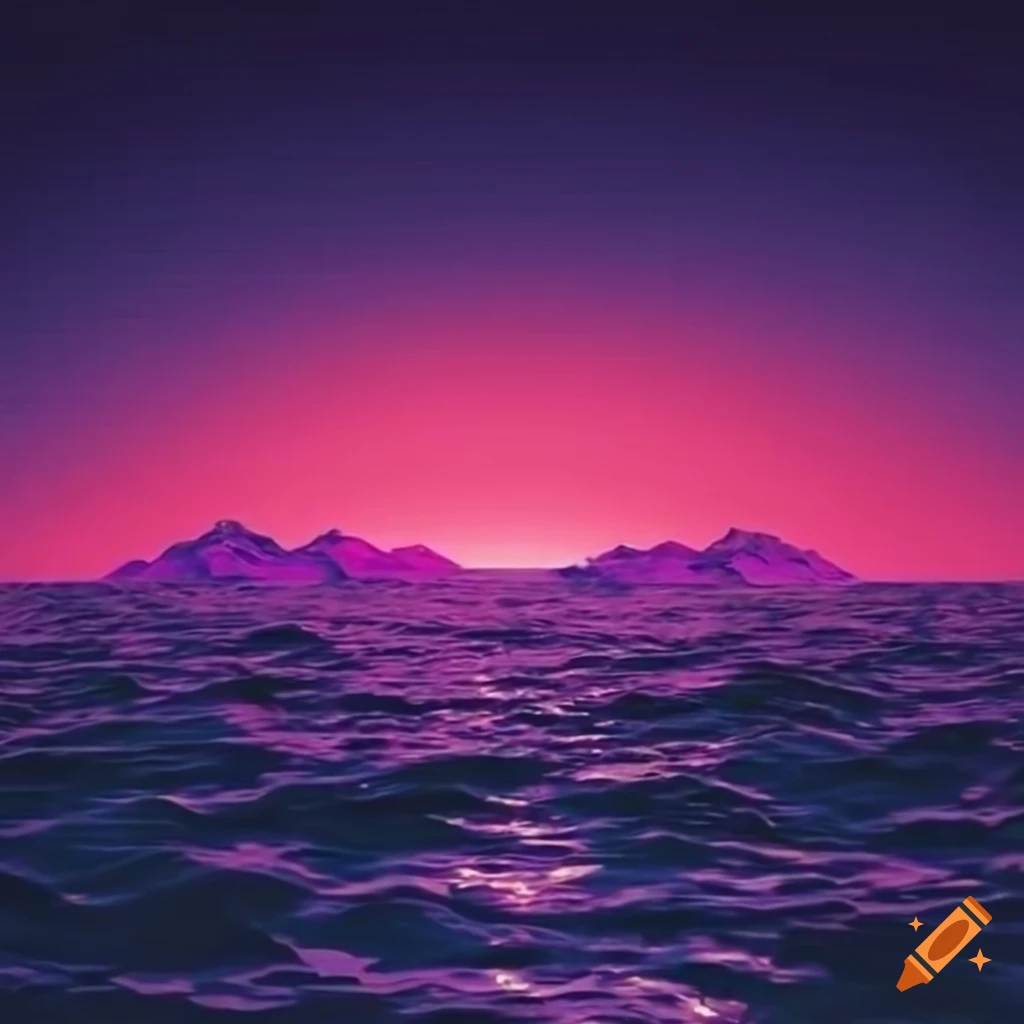 Synthwave ocean scene on Craiyon