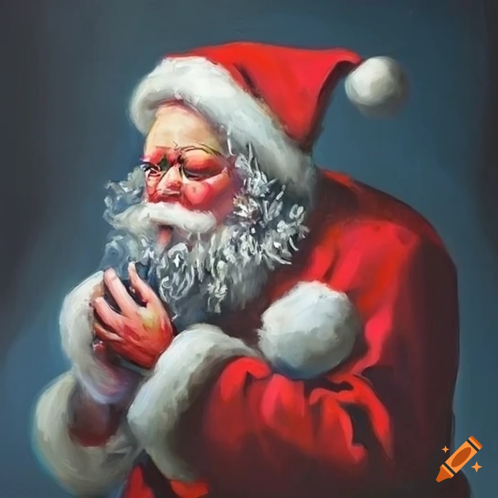 Depressed santa claus painting on Craiyon