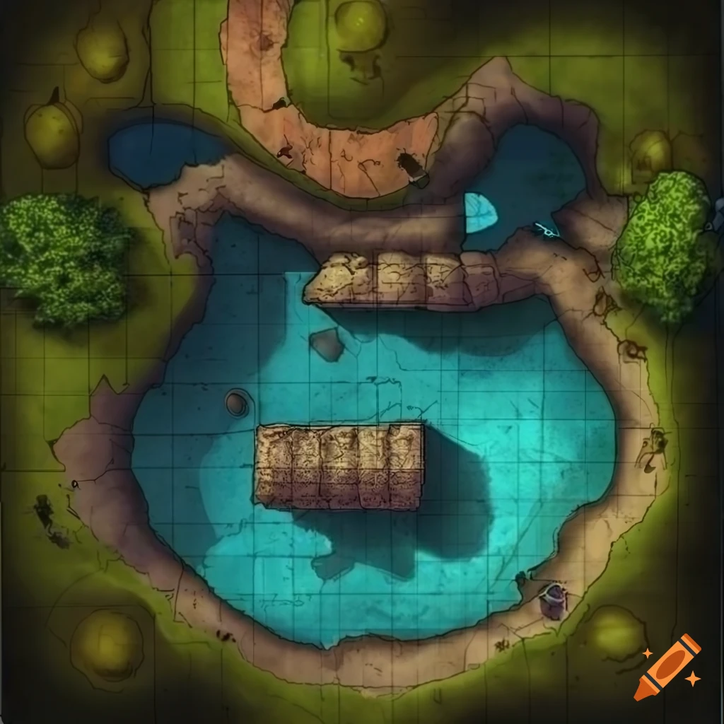 Dungeons and Dragons battlemap of a detailed cave system with a pool ...