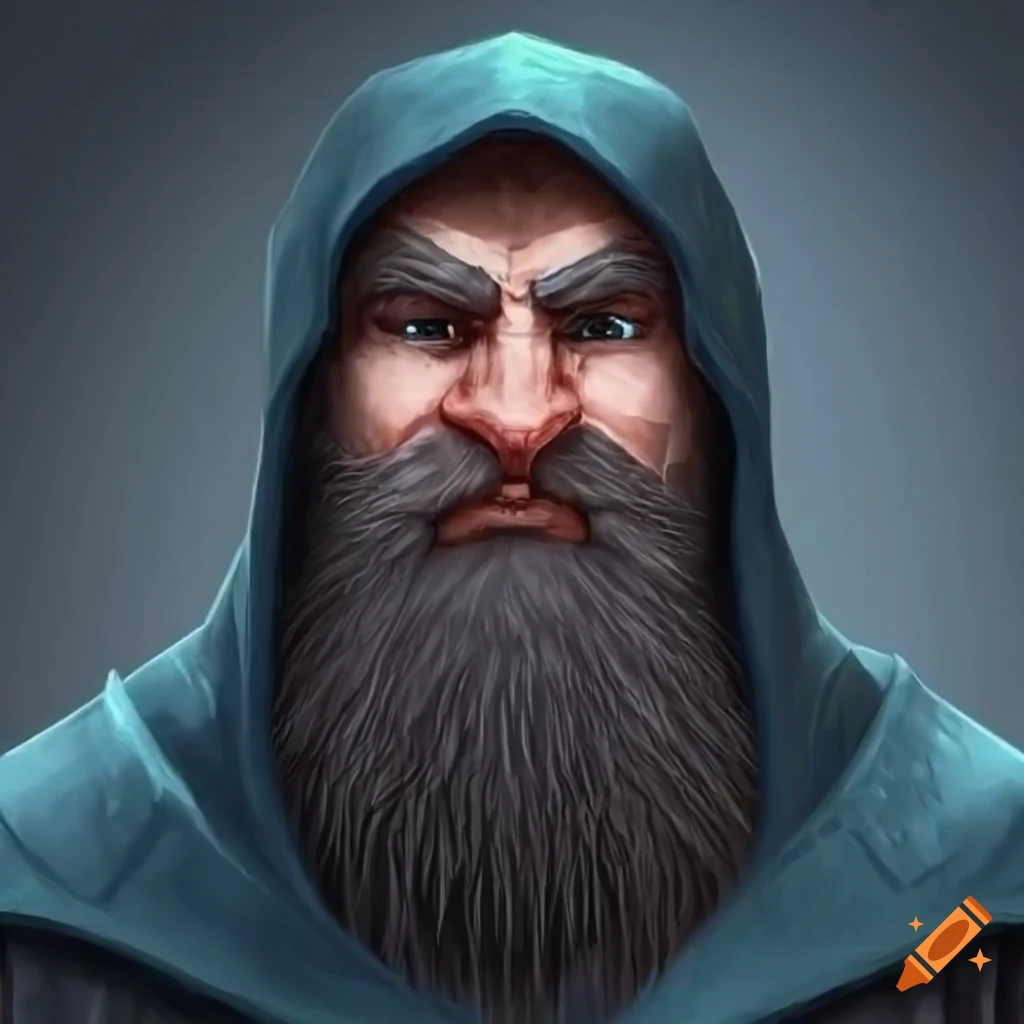 Dwarf with hood and mysterious look on Craiyon