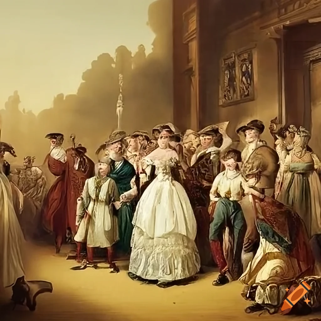 19th century crowd gathering on Craiyon