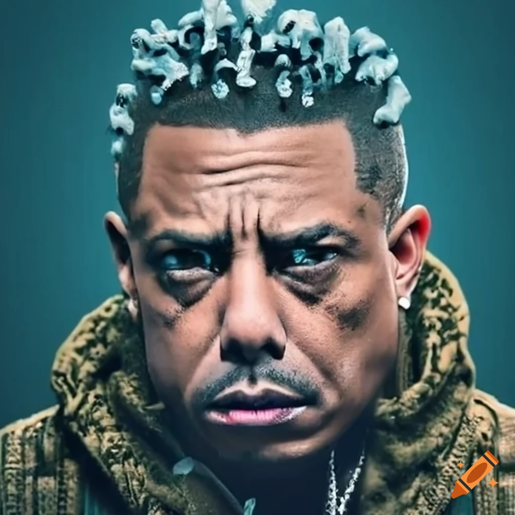 Benzino, the rapper, in an ice sculpture crying on Craiyon