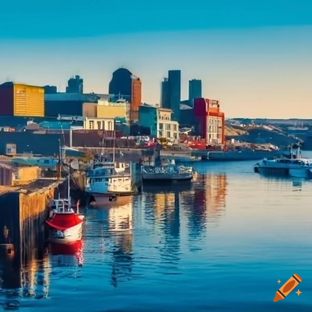 Busy port city in newfoundland on Craiyon