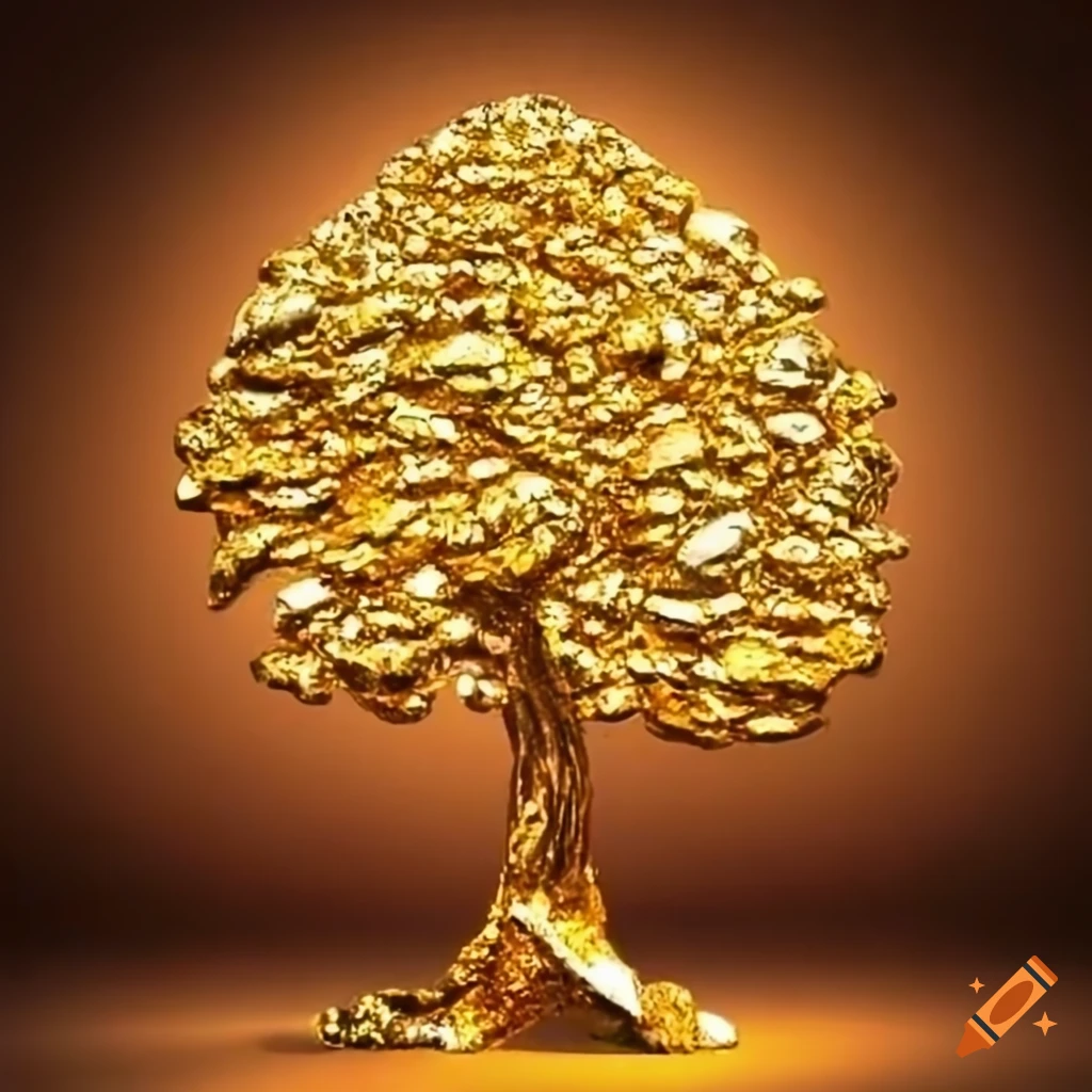 Tree made of gold nuggets on Craiyon
