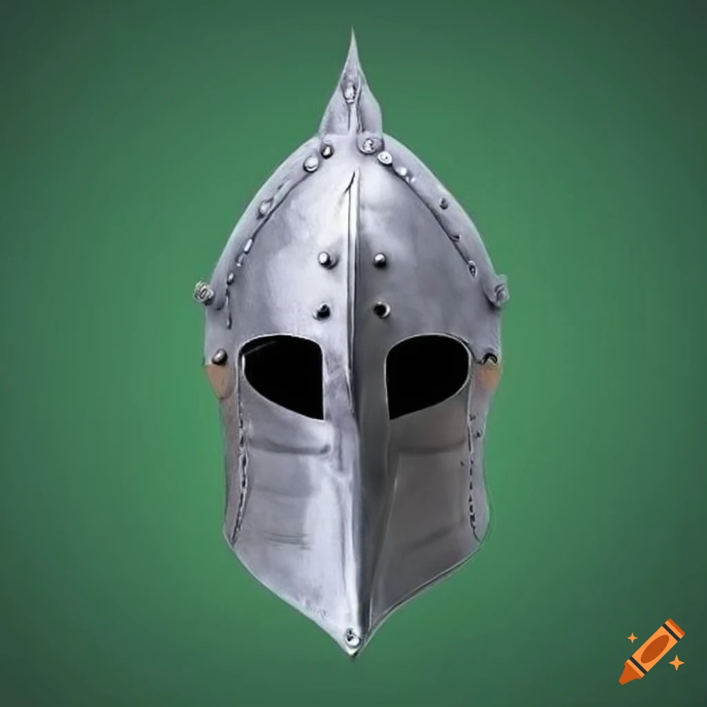 Medieval helmet with goat horns on green background on Craiyon