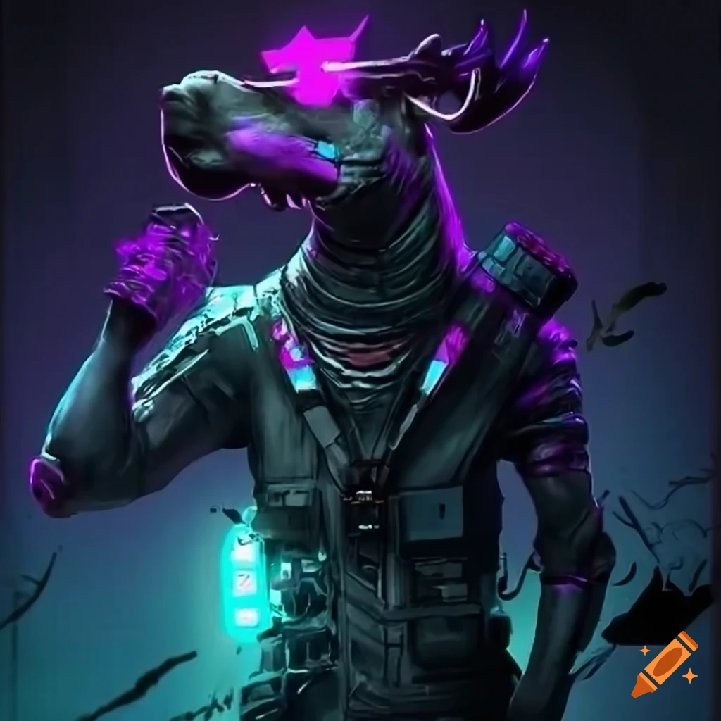Cyberpunk killer moose on Craiyon