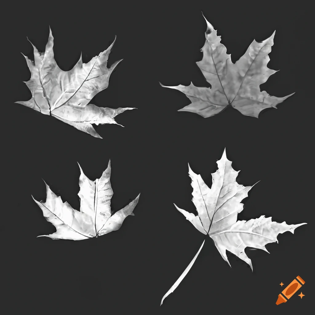 Gray maple leaves falling on a transparent background on Craiyon